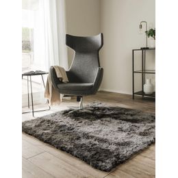 benuta Nest Hochflor Shaggyteppich Whisper Grau 60x60 cm - Bettvorleger f&uuml;r Schlafzimmer