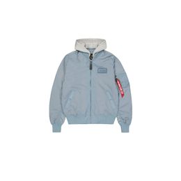 Bomberjacke Alpha Industries "MA-1 TT Hood Light", Damen, Gr. XXL, bunt (graublau), Obermaterial: 100% Nylon, Futter: 100% Nylon, Kapuze: 75% Baumwolle, 25% Polyester, Jacken Bomberjacke