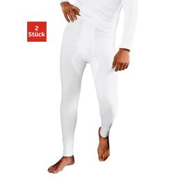 Lange Unterhose Clipper, Herren, Gr. 9, 2 Stk., wei&szlig;, Doppelripp, Obermaterial: 100% Baumwolle, unifarben, k&ouml;rpernah, Unterhosen Lange Unterhose, Doppelripp, Topseller