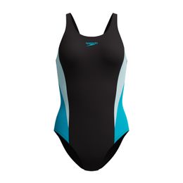 Badeanzug Speedo, Damen, Gr. 38, N-Gr, blk, ltblu, Obermaterial: 80% Polyamid, 20% Elasthan, Badeanz&uuml;ge Badeanzug, schnell trocknend