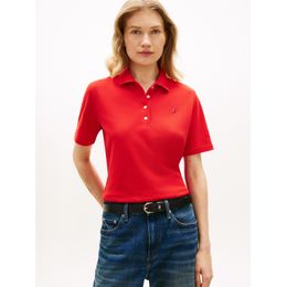 Poloshirt Tommy Hilfiger "1985 REG PIQUE POLO", Damen, Gr. M (40), fireworks, Piqu&eacute;, Obermaterial: 96% Baumwolle, 4% Elasthan, unifarben, regular fit normal, Rundhals, abgesteppte Kante, Shirts Poloshirt, mit Logo-Stickerei, Seitenschlitze, Regular Fit