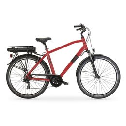 E-Bike MBM "Elektro-Citybike RHEA MAN 28 Zoll, rot", rot (beige), Elektrofahrr&auml;der, Herren, E-Bike
