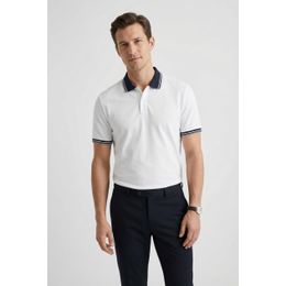 Poloshirt OLYMP "Casual", Herren, Gr. XL, wei&szlig;, Piqu&eacute;, Obermaterial: 100% Baumwolle, Shirts Poloshirt, farbliche Kontrast-Details