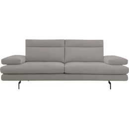 3,5-Sitzer Calia italia "Toby Wing, 228 cm breit, italienisches Designsofa, Megasofa", wei&szlig; (tortora bull), B:228cm H:90cm T:113cm, Leder BULL (100% Leder), Sofas, 3 5-Sitzer, inkl. Sitztiefenverstellung und Armteilfunktion, F&uuml;&szlig;e in Schwarz matt