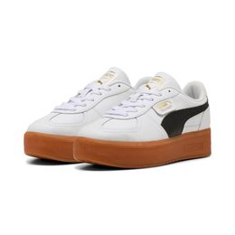 Sneaker Puma "PALERMO ELEVATA LTH WNS", Damen, Gr. 42,5, wei&szlig; (Puma wei&szlig;, gum), Leder, unifarben, Schuhe Sneaker, aus Leder, herausnehmbare Innensohle, Innenmaterial aus Textil