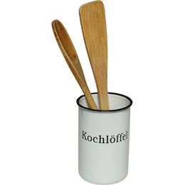 Dose AMBIENTE HAUS "Kochl&ouml;ffeltopf aus Emaille in Antikwei&szlig;", wei&szlig;, B:8cm H:12cm T:8cm, Emaille, Aufbewahrungsboxen, Dose