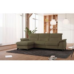Sit & More Ecksofa SIT & MORE "Astoria L-Form", gr&uuml;n (olive), B:260cm H:91cm T:175cm, 100% Polyester, Sofas, Ecksofa, wahlweise mit motorischer Relaxfunktion