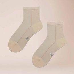 Socken Kunert "Socke Sparkling Essential", Damen, Gr. 35-38, grau (holiday, greige 1557), Obermaterial: 65% Baumwolle CO. 20% Polyamid PA. 12% metallisierte Fasern MTF. 3% Elasthan EL., Socken Socken