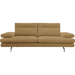 3,5-Sitzer Calia italia "Toby Wing, 228 cm breit, italienisches Designsofa, Megasofa", beige (senape quebec), B:228cm H:90cm T:113cm, Synthetische Faser (100% Polyester), Sofas, 3 5-Sitzer, inkl. Sitztiefenverstellung und Armteilfunktion, F&uuml;&szlig;e in Schwarz matt