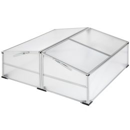 TecTake&reg; Doppel-Fr&uuml;hbeet, aus Aluminium, mit Hohlkammerplatten und arretierbarem Dach, Aufbau im Stecksystem