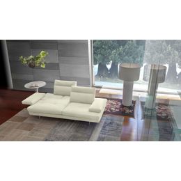 3-Sitzer Calia italia "Toby Wing, 208 cm breit, Designsofa mit hohem Sitzkomfort", wei&szlig; (bianco antares), B:208cm H:90cm T:113cm, Leder ANTARES (100% Leder), Sofas, 3-Sitzer, inklusive Sitztiefenverstellung, F&uuml;&szlig;e in Chrom gl&auml;nzend