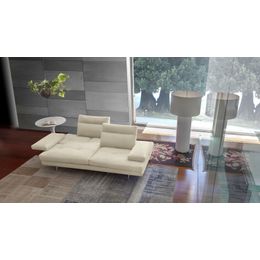 3-Sitzer Calia italia "Toby Wing, 208 cm breit, Designsofa mit hohem Sitzkomfort", wei&szlig; (bianco bull), B:208cm H:90cm T:113cm, Leder BULL (100% Leder), Sofas, 3-Sitzer, inklusive Sitztiefenverstellung, F&uuml;&szlig;e in Chrom gl&auml;nzend