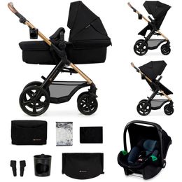 Kombi-Kinderwagen Kinderkraft "MOOV 2 3IN1", Baby, schwarz (pure schwarz), Stahl, Kinderwagen Kombi-Kinderwagen, mit EVA-R&auml;dern