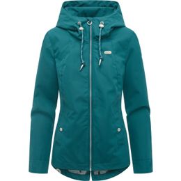Outdoorjacke Ragwear "Outdoorjacke Monadde", Damen, Gr. 3XL, gr&uuml;n (ocean gr&uuml;n), Obermaterial: 100% Polyester PES. Obermaterial: Futter: 100% Polyester PES., figurumspielend, hoch geschlossener Ausschnitt, &Auml;rmel mit &Auml;rmelschlitz ohne B&uuml;ndchen, Jacken Outdoorjacke, Wasserdichte &Uuml;bergangsjacke mit Kapuze