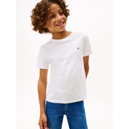 T-Shirt Tommy Hilfiger "ESSENTIAL ARCHIVE FIT TEE SS", M&auml;dchen, Gr. 12 (152), wei&szlig;, Single Jersey, Obermaterial: 100% Baumwolle, unifarben, normal, Rundhals, Shirts T-Shirt, Kinder bis 16 Jahre, Rundhals, Logostickerei