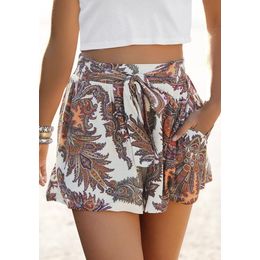 Lascana Strandshorts mehrfarbig Gr. 46 f&uuml;r Damen. Mit Bindeband. Figurumspielend