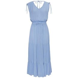 Lascana Maxikleid blau Gr. 42 f&uuml;r Damen. Mit V-Ausschnitt. Figurumspielend. Nachhaltig.