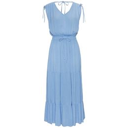 Lascana Maxikleid blau Gr. 38 f&uuml;r Damen. Mit V-Ausschnitt. Figurumspielend. Nachhaltig.