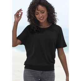 Vivance Kurzarmshirt 'mit breitem Bund' schwarz Gr. 32/34 f&uuml;r Damen. Mit Rundhals. Bequem. Nachhaltig.
