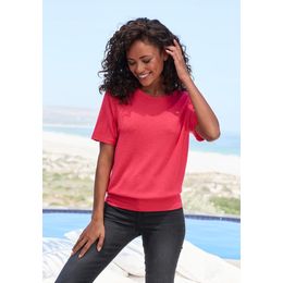 Vivance Kurzarmshirt 'mit breitem Bund' orange Gr. 36/38 f&uuml;r Damen. Mit Rundhals. Bequem. Nachhaltig.