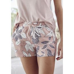 Lascana Pyjamashorts mehrfarbig Gr. 32/34 f&uuml;r Damen. Mit Allover-Druck, Samtband. Bequem. Nachhaltig.