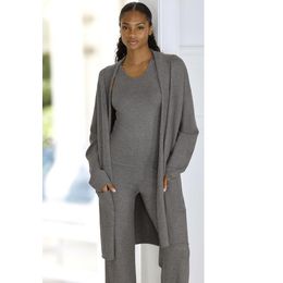 Lascana Longstrickjacke 'LascanaPastelKnits' grau Gr. 32/34 f&uuml;r Damen. Mit Metalllabel. Figurumspielend. Nachhaltig.