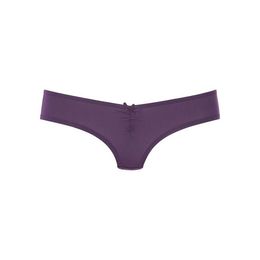 Lascana Brasilslip violett Gr. 48/50 f&uuml;r Damen. Mit Spitze, Schleife. K&ouml;rpernah