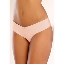 Lascana Brasilslip pink Gr. 44/46 f&uuml;r Damen. Mit Spitze, Schleife. K&ouml;rpernah