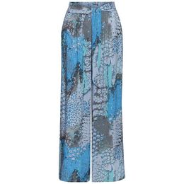 Buffalo Palazzohose 'mit weitem, lockerem Bein' blau Gr. 38 f&uuml;r Damen. Mit Allover-Druck. Figurumspielend. Nachhaltig.