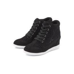 Lascana Sneaker 'Freizeitschuh, Keilstiefelette, Stiefelette,' schwarz Gr. 36 f&uuml;r Damen. Mit Stickerei