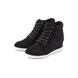 Lascana Sneaker 'Freizeitschuh, Keilstiefelette, Stiefelette,' schwarz Gr. 42 f&uuml;r Damen. Mit Stickerei