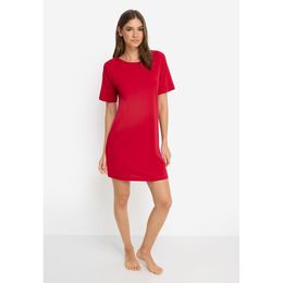 LSCN BY LASCANA Nachthemd rot Gr. 36/38 f&uuml;r Damen. Rundhals und Print. L&auml;ssig Geschnitten. Nachhaltig.
