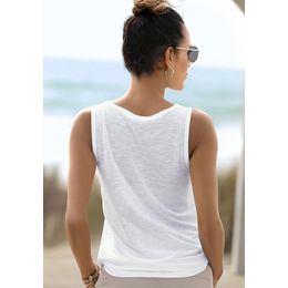 Venice Beach Tanktop wei&szlig; Gr. 36/38 f&uuml;r Damen. Rundhals und Logodruck. Figurumspielend