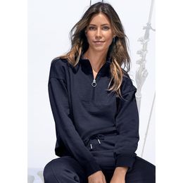 H.I.S. H.I.S Sweatshirt blau Gr. 32/34 f&uuml;r Damen. Mit Rei&szlig;verschluss. Bequem. Nachhaltig.
