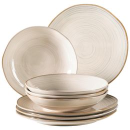 M&auml;ser M&auml;ser Tafelservice Nottingham, Beige, Keramik, 8-teilig, handbemalt, Essen & Trinken, Geschirr, Geschirr-Sets, Tafelservice
