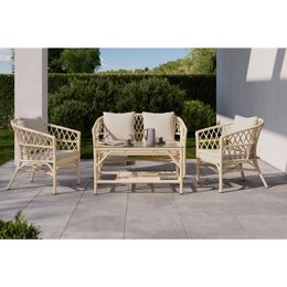 Ambia Garden Loungegarnitur, Natur, Holz, Rattan, 62x121x98 cm, Loungem&ouml;bel, Gartenlounge-Sets