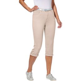 CR&Eacute;ATION L Damen Caprijeans inklusive G&uuml;rtel sand Gr&ouml;&szlig;e 38