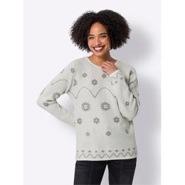Heine Jacquard-Pullover in champagner-steingrau-gemustert | Gr.: 36