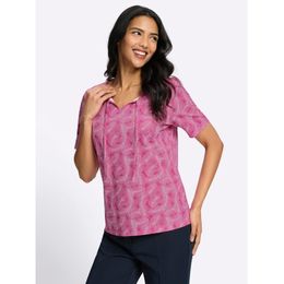 Sieh an! Kurzarm-Shirt in fuchsia-ecru-bedruckt | Gr.: 40