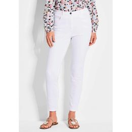 GOLDNER Kurzgr&ouml;&szlig;e: Slim Fit Jeans BELLA mit Dehnbund in wei&szlig; | Gr.: 21