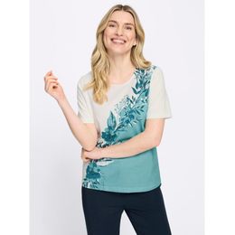 Sieh an! Kurzarm-Shirt in ecru-aquapetrol-bedruckt | Gr.: 40