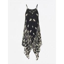 KOROSHI Langer Kleid mit bedruckten, spitzen Tr&auml;gern in Schwarz | Gr.: L