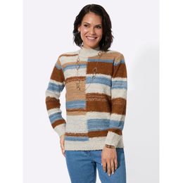 WITT WEIDEN Stehkragen-Pullover in champagner-cognac-gemustert | Gr.: 40