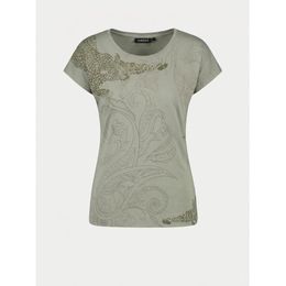 KOROSHI Damen-T-Shirt mit bedruckten kurzen &Auml;rmeln in khaki | Gr.: L