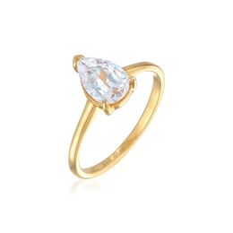 Elli Ring 925 Sterling Silber Cocktailring, Tropfen in Gold | Gr.: 52