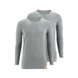 Bruno Banani Unterhemd / Shirt Langarm WARM UP in Grau Melange | Gr.: XL
