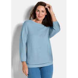 GOLDNER Kurzgr&ouml;&szlig;e: Eleganter Baumwollpullover, Halbarm in hellblau | Gr.: 21