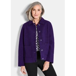 GOLDNER Elegante Wolljacke mit Hemdkragen in lila / gemustert | Gr.: 44