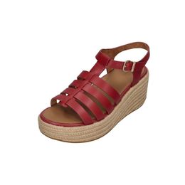 fitflop Sandaletten PLATFFORMS ESPADR. LEATHER FISHERMAN WEDGE SANDALS in rot | Gr.: 38