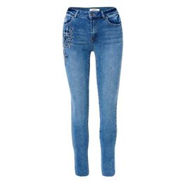 KOROSHI Schmale bestickte Damenjeans in blau | Gr.: 38